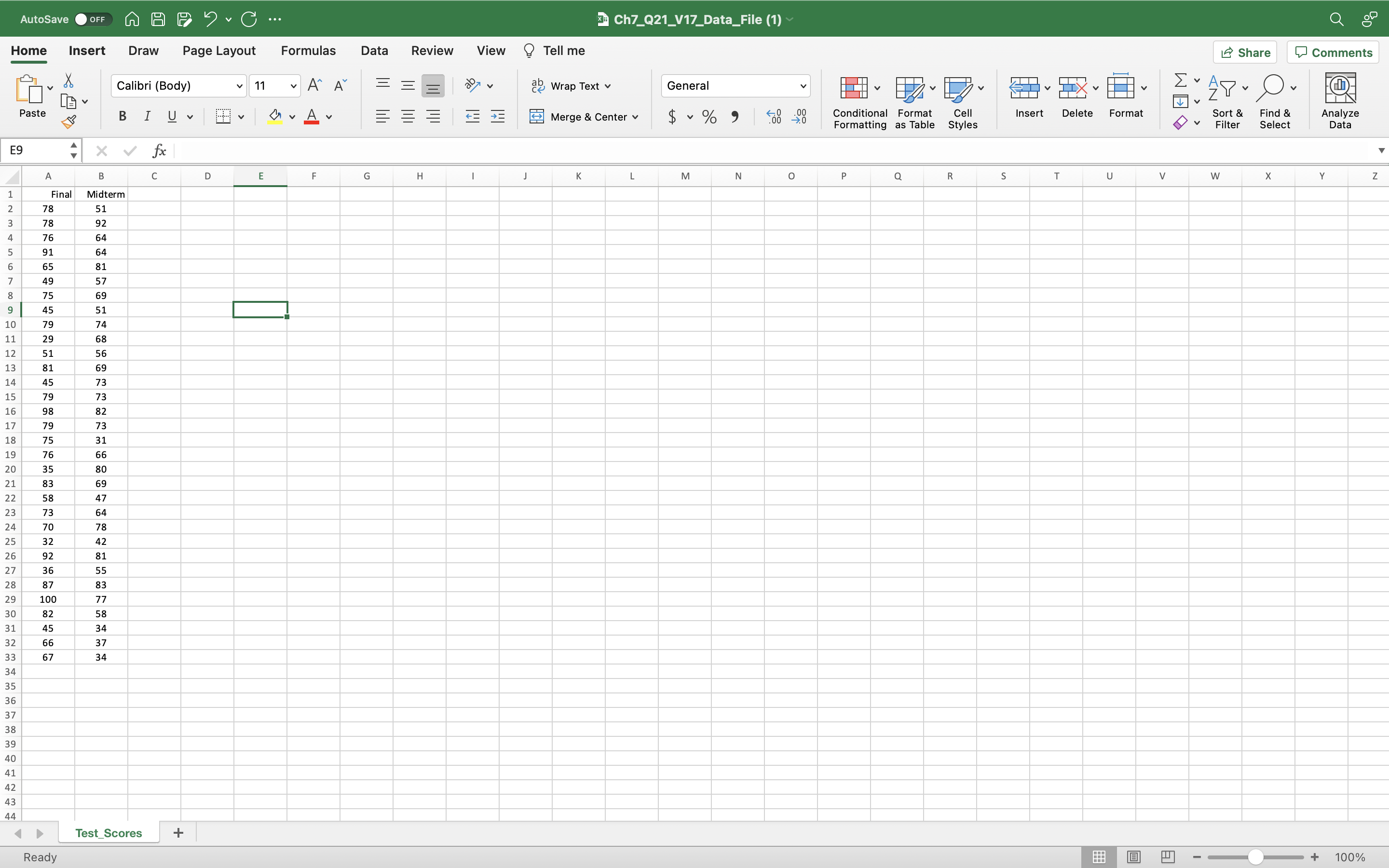 Solved The accompanying data file shows the midterm and | Chegg.com