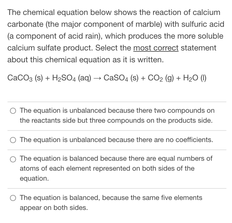 Solved The chemical equation below shows the reaction of | Chegg.com