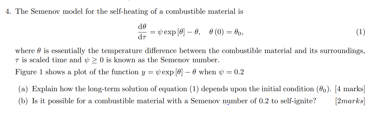 Solved 4. The Semenov model for the self-heating of a | Chegg.com