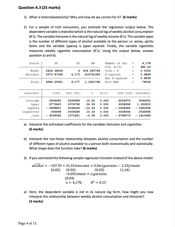 Solved B The Variable Female Is A Binary Variable Equal To 7240