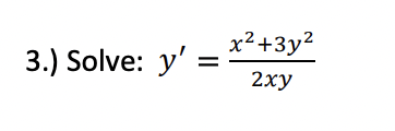 Solved y′=2xyx2+3y2 | Chegg.com