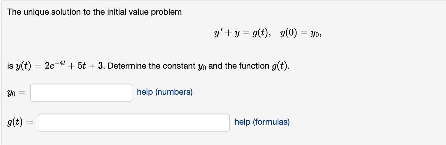 Solved The unique solution to the initial value problem | Chegg.com