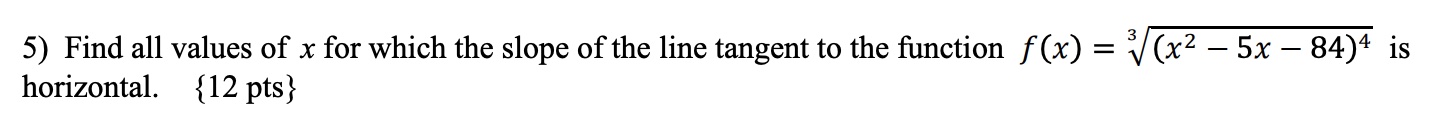 Solved 5) Find all values of x for which the slope of the | Chegg.com