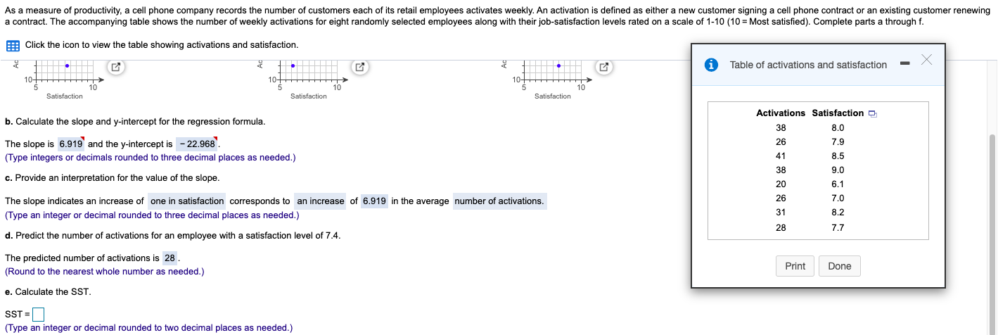 Solved f. Partition the SST into the SSR and the SSE. | Chegg.com