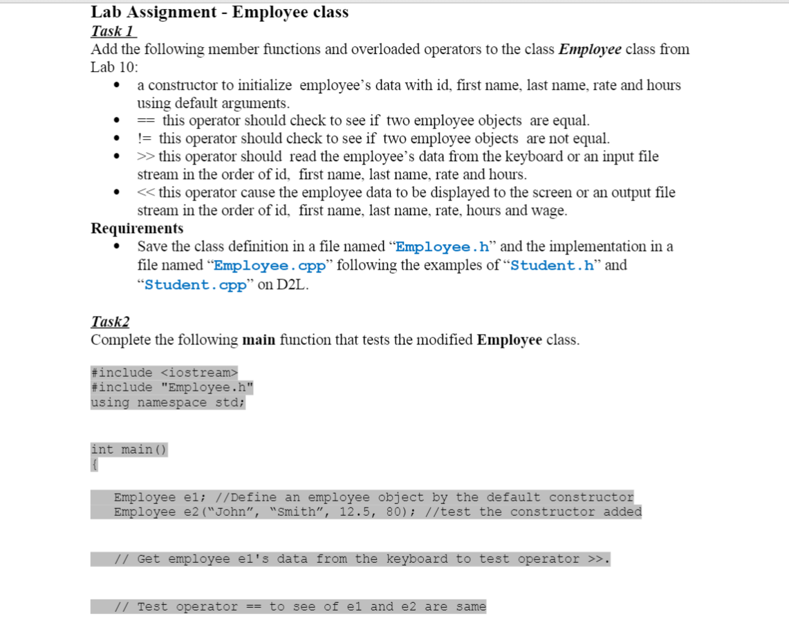 Solved I have pasted the Employee.h and the Employee.cpp | Chegg.com