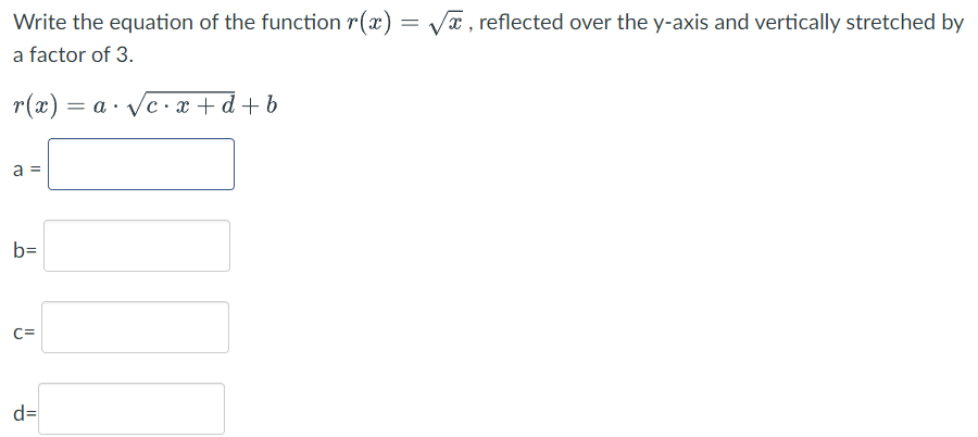 Solved Write the equation of the function r(x)=x, reflected | Chegg.com