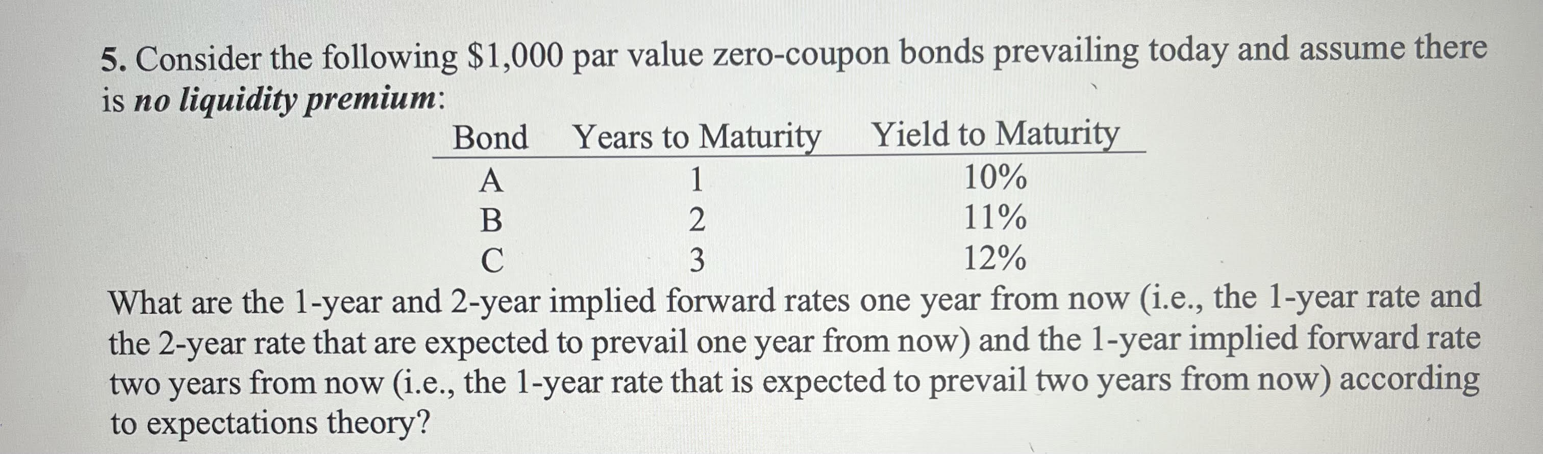 5. Consider the following $1,000 par value | Chegg.com