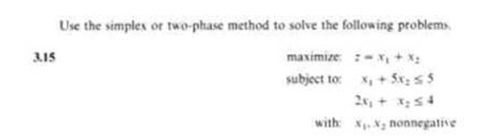 Solved Use the simples or two-phase method to solve the | Chegg.com