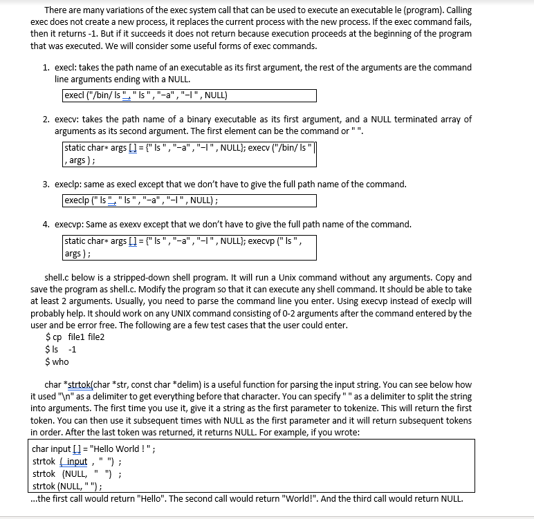 Solved There are many variations of the exec system call | Chegg.com