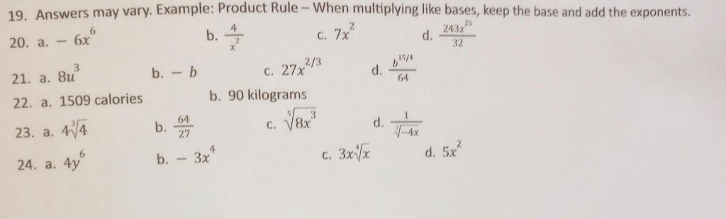 19. Answers may vary. Example: Product Rule - When | Chegg.com