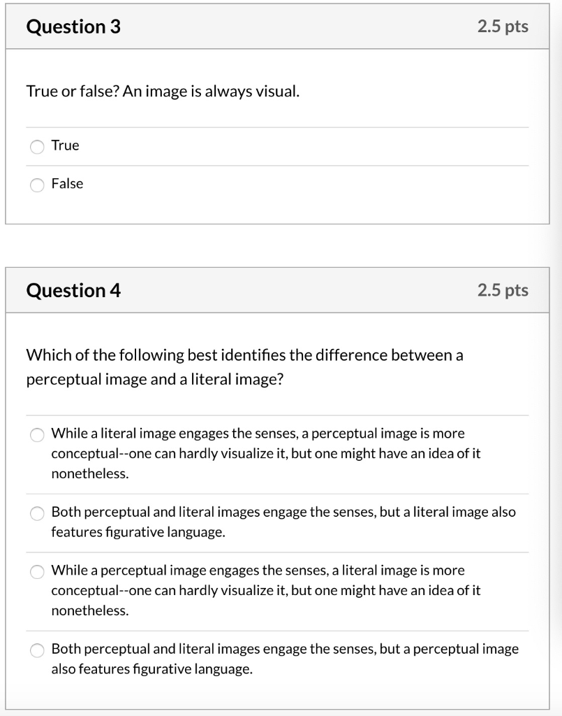 Solved Question 3 2.5 pts True or false? An image is always | Chegg.com