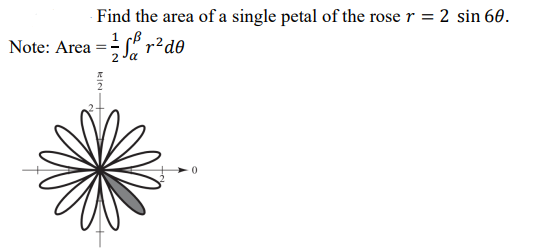 Solved Find the area of a single petal of the rose r=2sin6θ. | Chegg.com