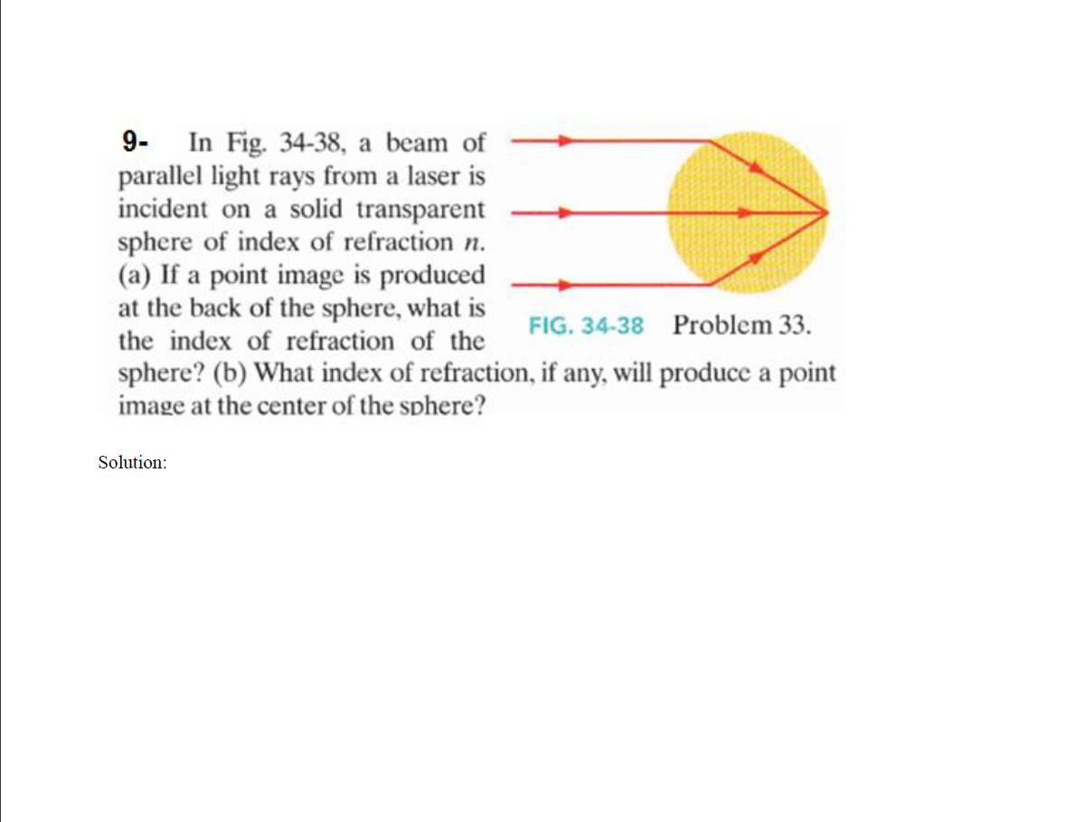 Solved 9- In Fig. 34-38, a beam of parallel light rays from | Chegg.com