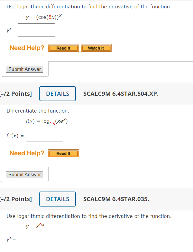 Use logarithmic differentiation to find the | Chegg.com