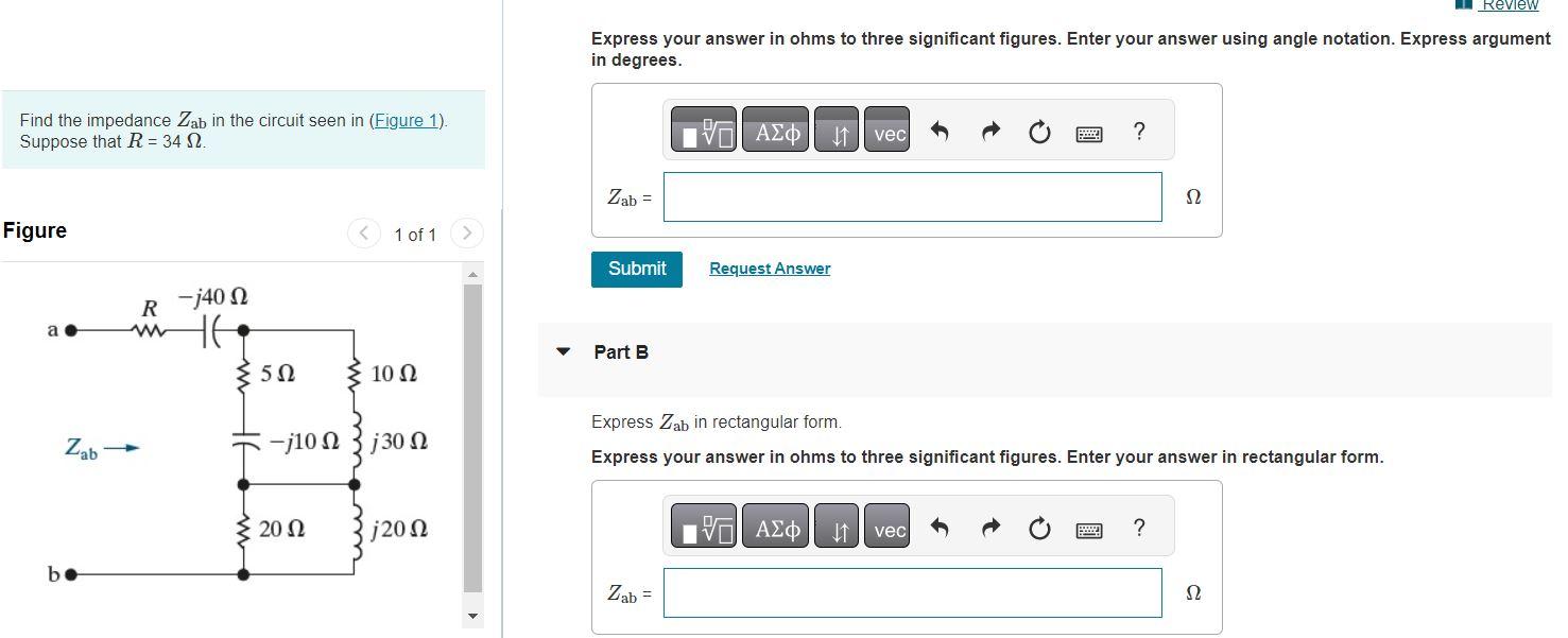 Solved Express your answer in ohms to three significant | Chegg.com