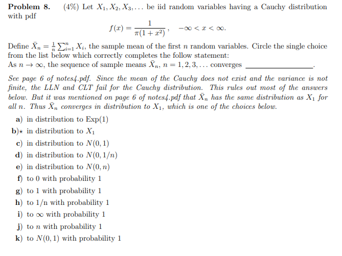 Solved 1 Problem 8. (4%) Let X1, X2, X3, ... be iid random | Chegg.com