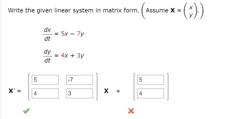 Solved Write the given linear system in matrix form. ( | Chegg.com