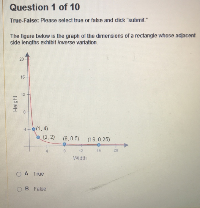Solved Question 1 of 10 True-False: Please select true or | Chegg.com