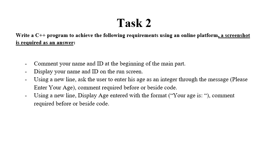 Solved Task 2 Write A C Program To Achieve The Following 0429