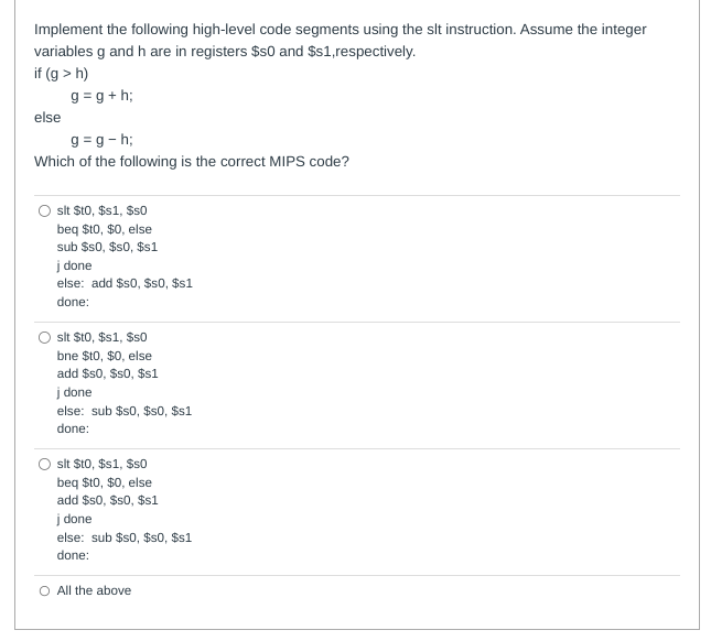 Solved Implement The Following High Level Code Segments 