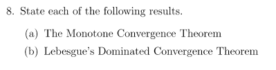 Solved 8. State each of the following results. (a) The | Chegg.com