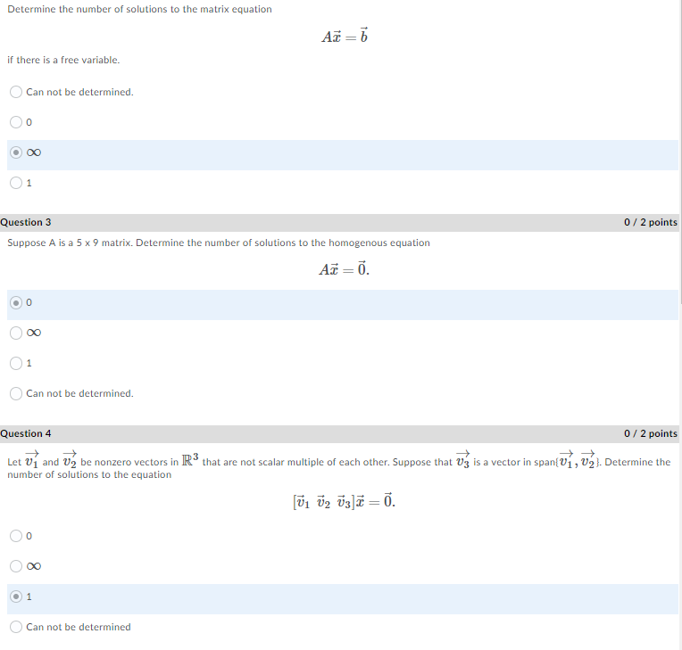 Solved Determine the number of solutions to the matrix | Chegg.com
