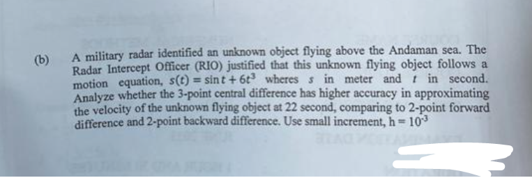 Solved A military radar identified an unknown object flying | Chegg.com