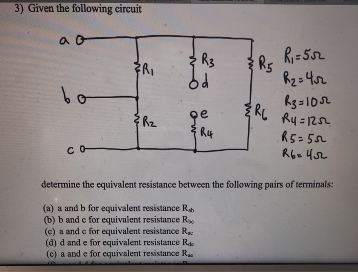 Solved 3) Given the following circuit R-5n Ry 12n Ru | Chegg.com