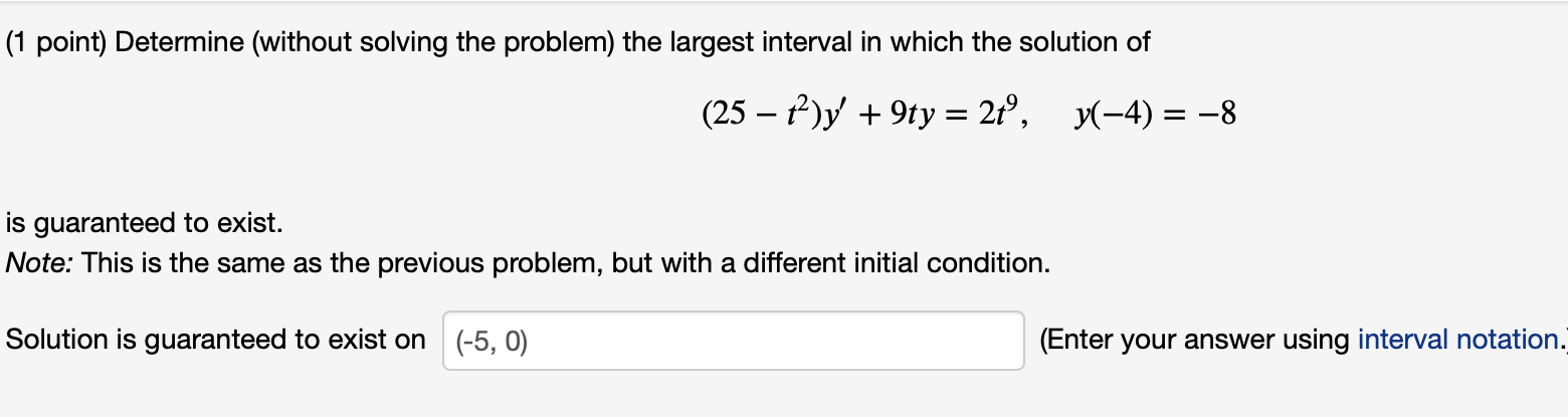 Solved (1 point) Determine (without solving the problem) the | Chegg.com