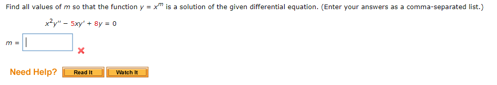 Solved Find all values of m so that the function y = xm is a | Chegg.com