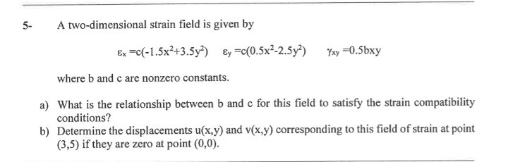 Solved A two-dimensional strain field is given by 5- Ey | Chegg.com