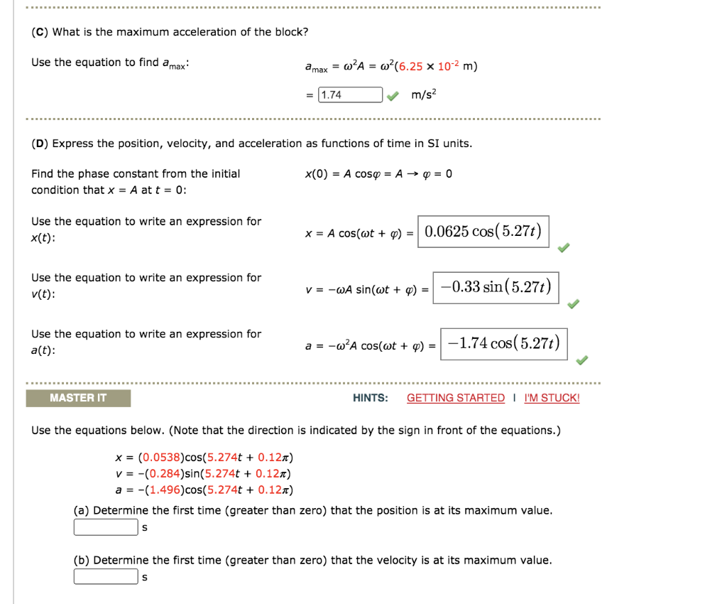 Solved Example 12.1 A Block-Spring System x=0 A 320-g block | Chegg.com