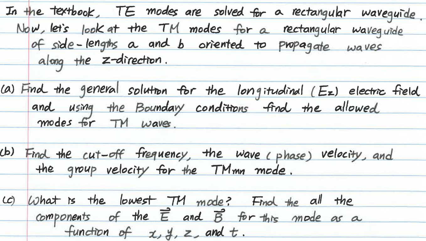 Solved In the textbook, TE modes are solved for a | Chegg.com
