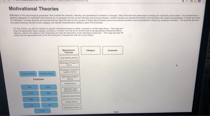 Solved Motivational Theories Motivation is the psychological | Chegg.com