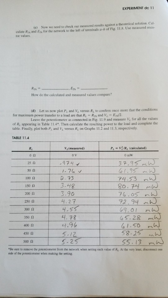 Solved Part 3 Maximum Power Transfer (Experimental Approach) | Chegg.com