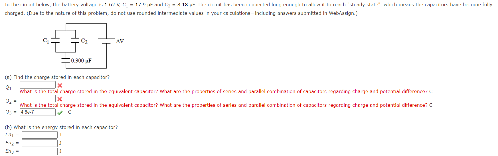 Solved What is the charge stored in each capacitor? | Chegg.com