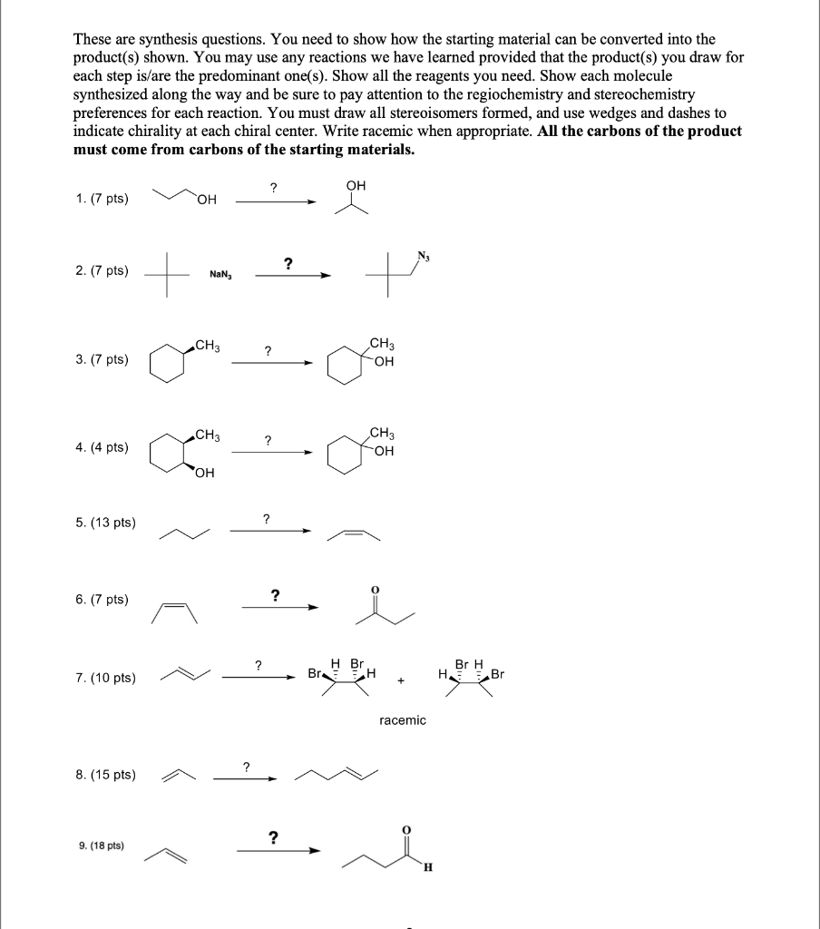Solved These are synthesis questions. You need to show how | Chegg.com