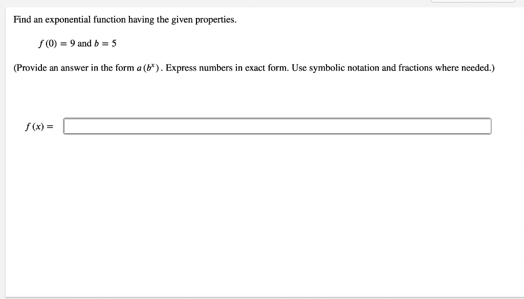 Solved Find an exponential function having the given | Chegg.com