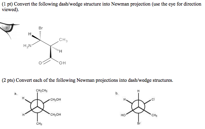 Solved (1 pt) Convert the following dash/wedge structure | Chegg.com