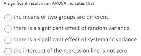 Solved A significant result in an ANOVA indicates that the | Chegg.com