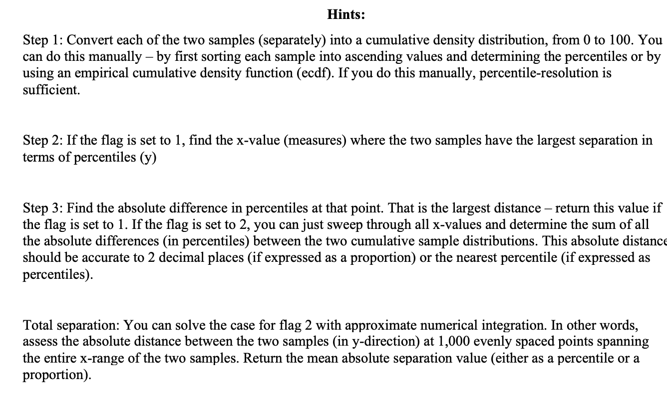 Purpose: The Kolmogorov-Smirnov (KS) test is a | Chegg.com