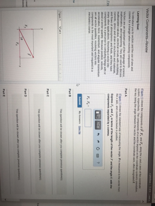 Solved Vector Components Review Shows The Components Of F