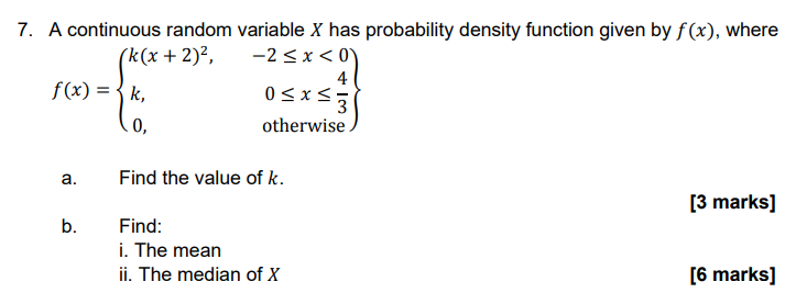 7. A continuous random variable X has probability | Chegg.com