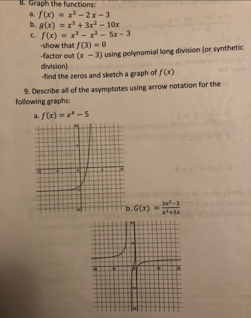 Solved 8. Graph the functions: b. g(x)x33x2 -10x -show that | Chegg.com