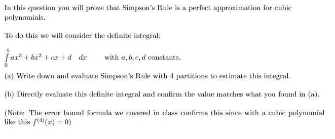 Solved In this question you will prove that Simpson's Rule | Chegg.com