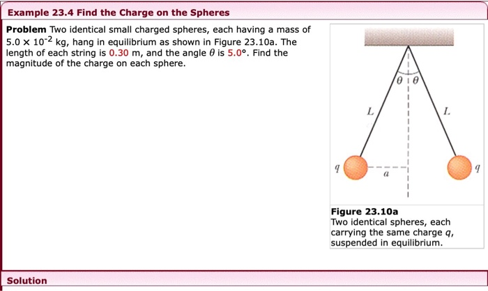 Solved Example 23.4 Find the Charge on the Spheres Problem | Chegg.com