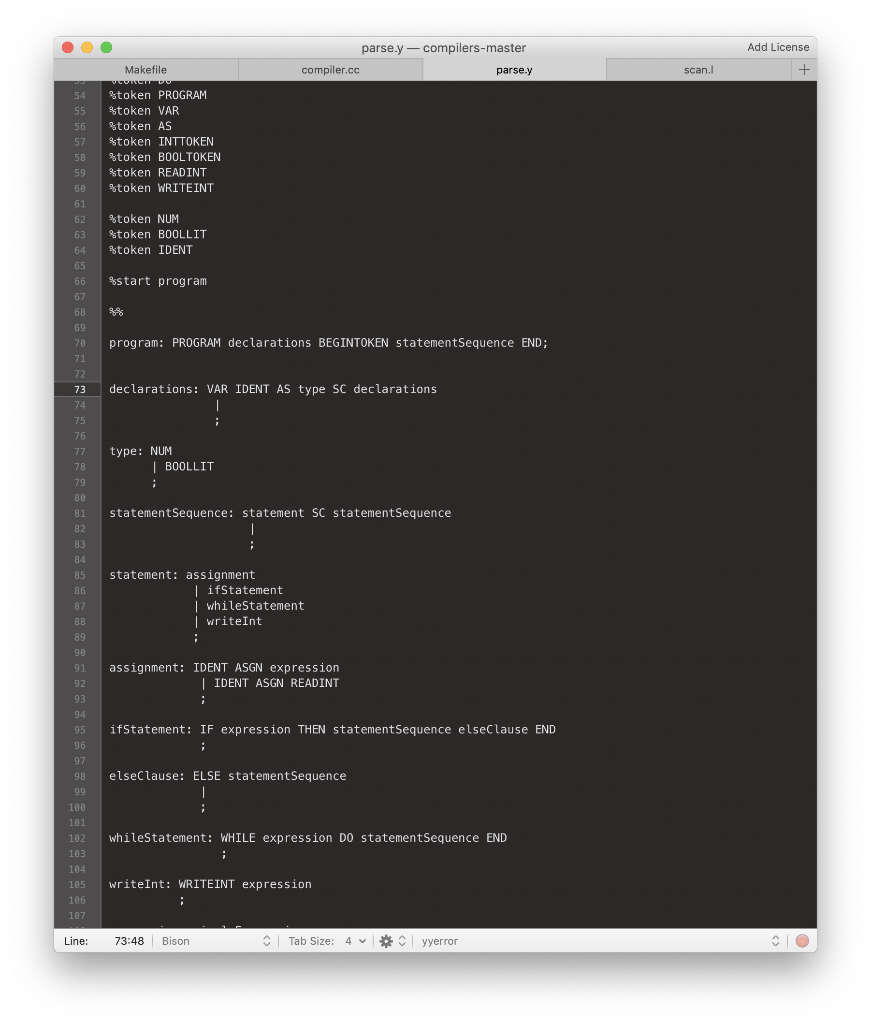 I need help with the Bison language. Within the | Chegg.com