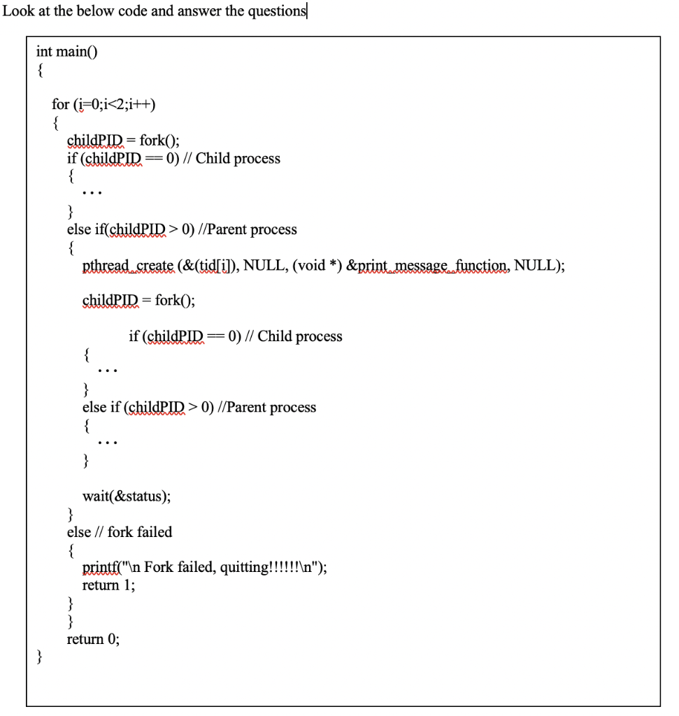 a) How many unique threads and processes (including | Chegg.com