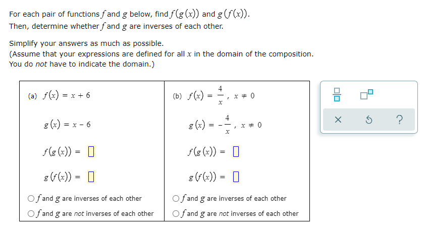 Solved For each pair of functions fand g below, find f(g(x)) | Chegg.com