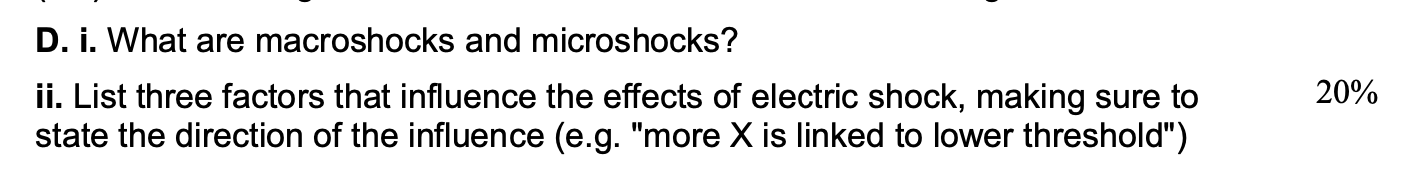 Solved D. i. What are macroshocks and microshocks? ii. List | Chegg.com